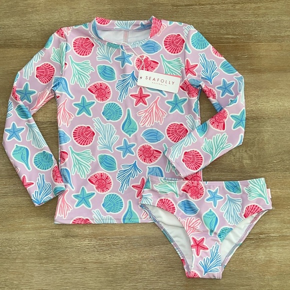 Seafolly | Swim | Seafolly Girls Rashie Set Rashguard Bikini Bottom ...